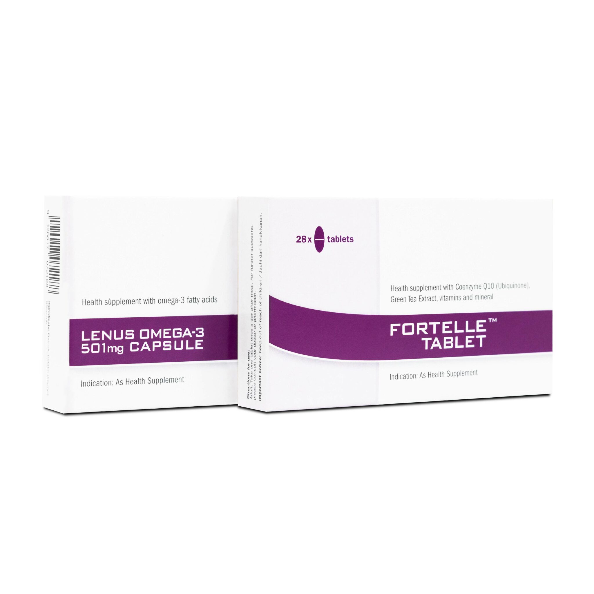 Fortelle+Omega-3 (Fortelle (28’s) tablet + Lenus Omega-3 501mg (28’s ...