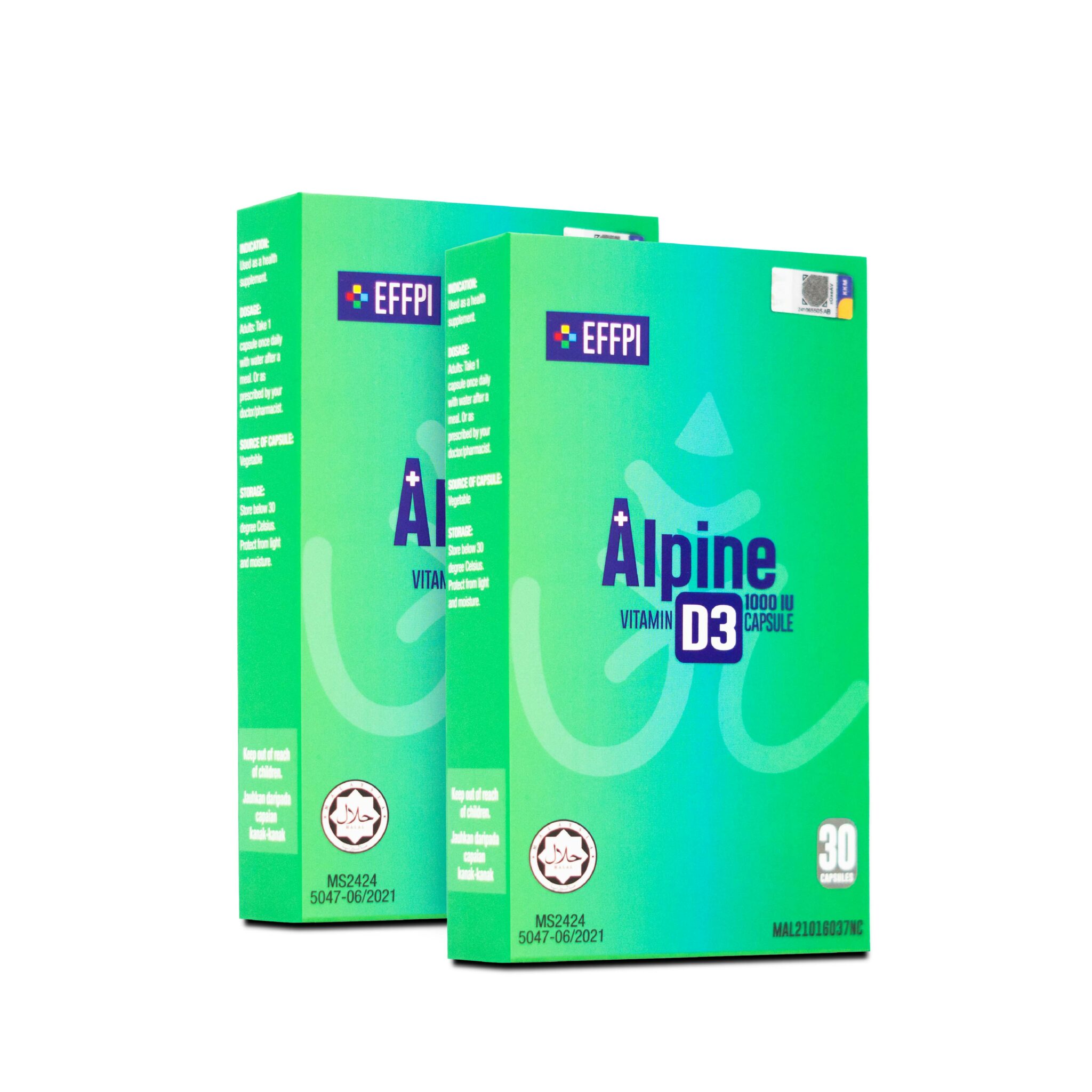 EFFPI Alpine Vitamin D3 1000IU Vegetarian Boosting Immunity (30 Caps x ...